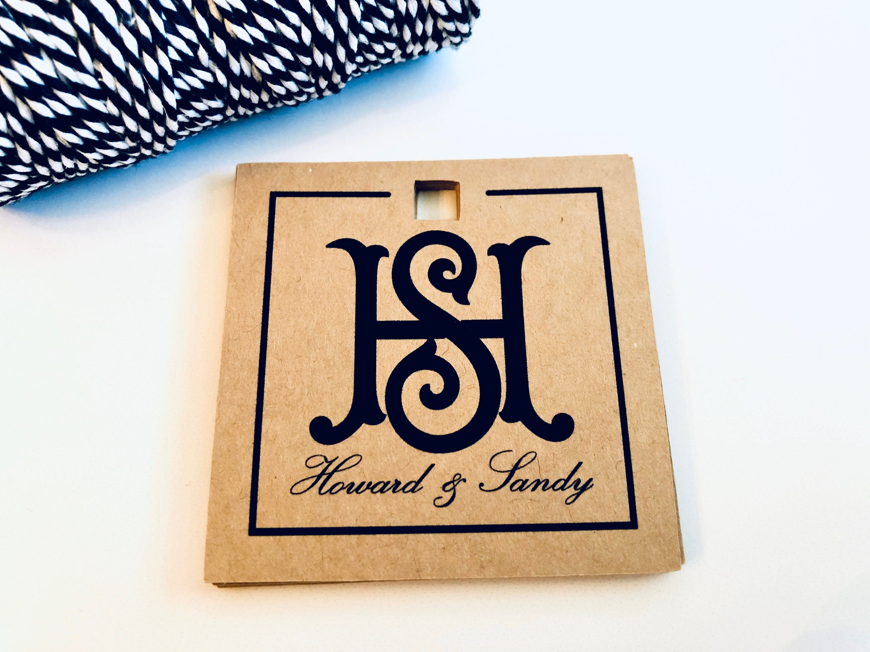 Wedding Couples Monogram Initials Logo Gift Tags Custom | Etsy