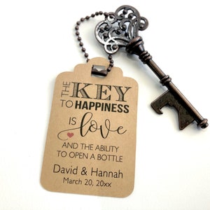 Key Bottle Opener Wedding Favor Tags, Skeleton Key Favors, Key to ...