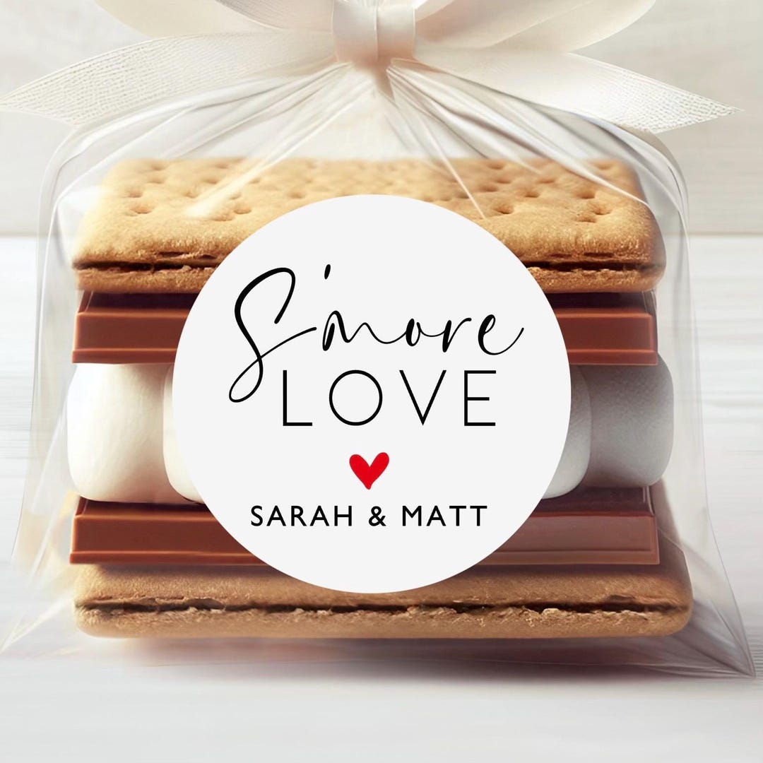 Smores Love Rustic Wedding Favors Round Stickers, Smore Party Bar ...