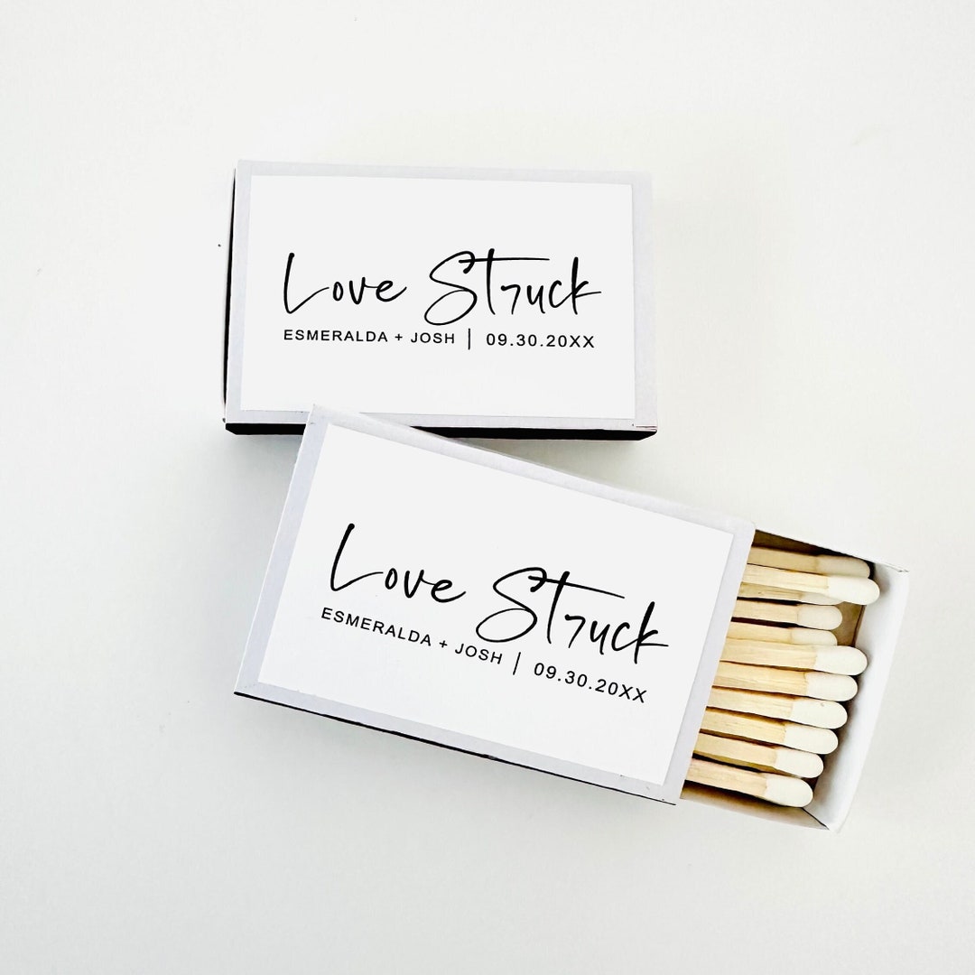 Custom Wedding Matchbox Matches Stickers, Personalized Favors (sets of ...