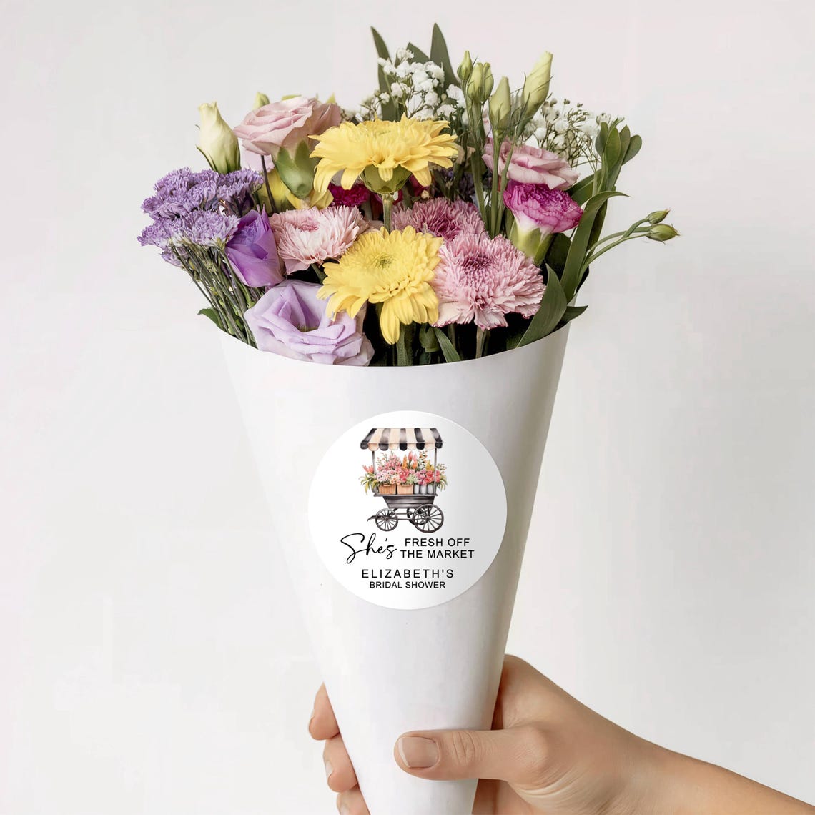 Shes Fresh off the Market Flowers Custom Stickers, Floral Bridal Shower ...