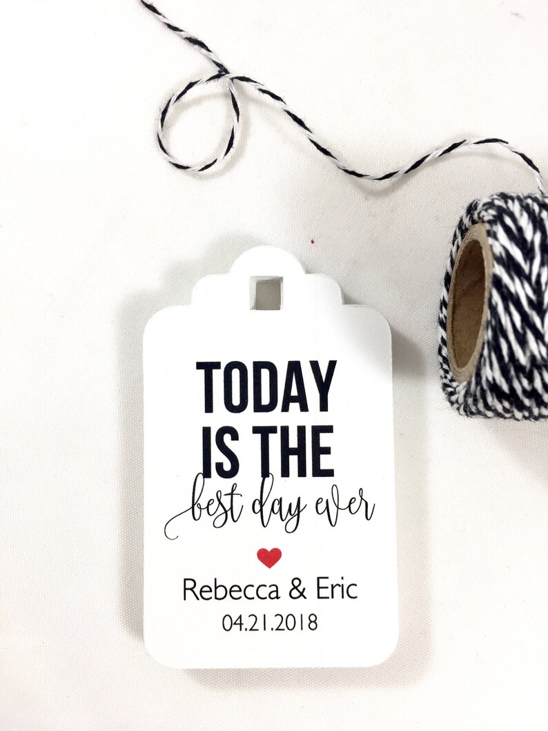 Custom Best Day Ever White Hang Tags Wedding Bag Favor Tags - Etsy