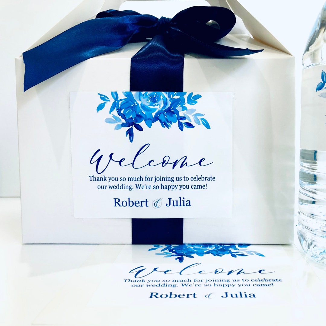 Floral Wedding Welcome Stickers: Personalized Favor Box Labels (set of ...