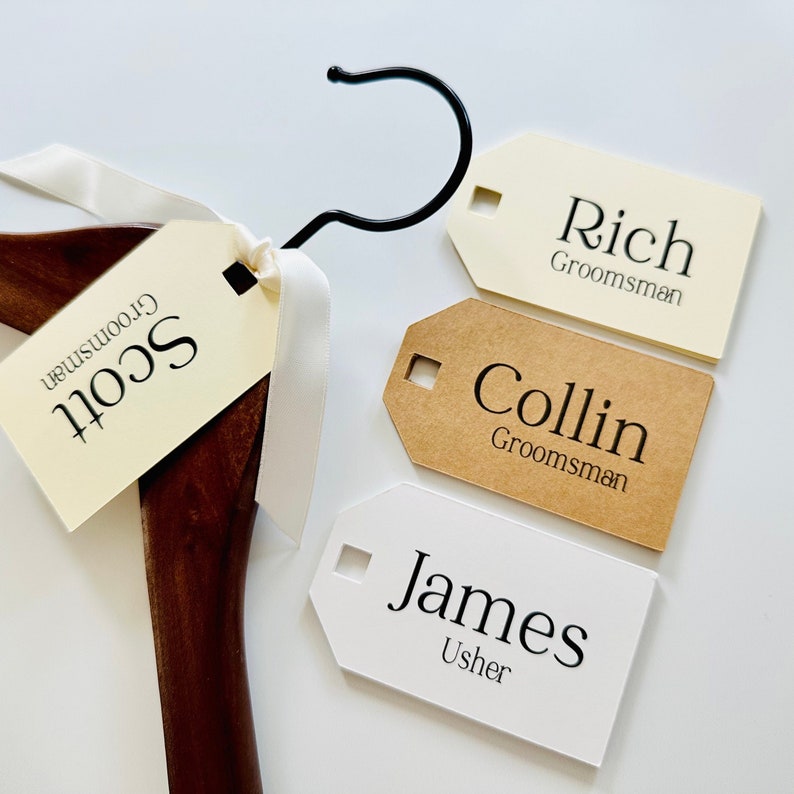 Groomsman Name Tags Wedding for Suit Hangers, Personalized Bridal Party ...