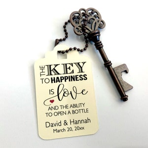 Key Bottle Opener Wedding Favor Tags, Skeleton Key Favors, Key to ...