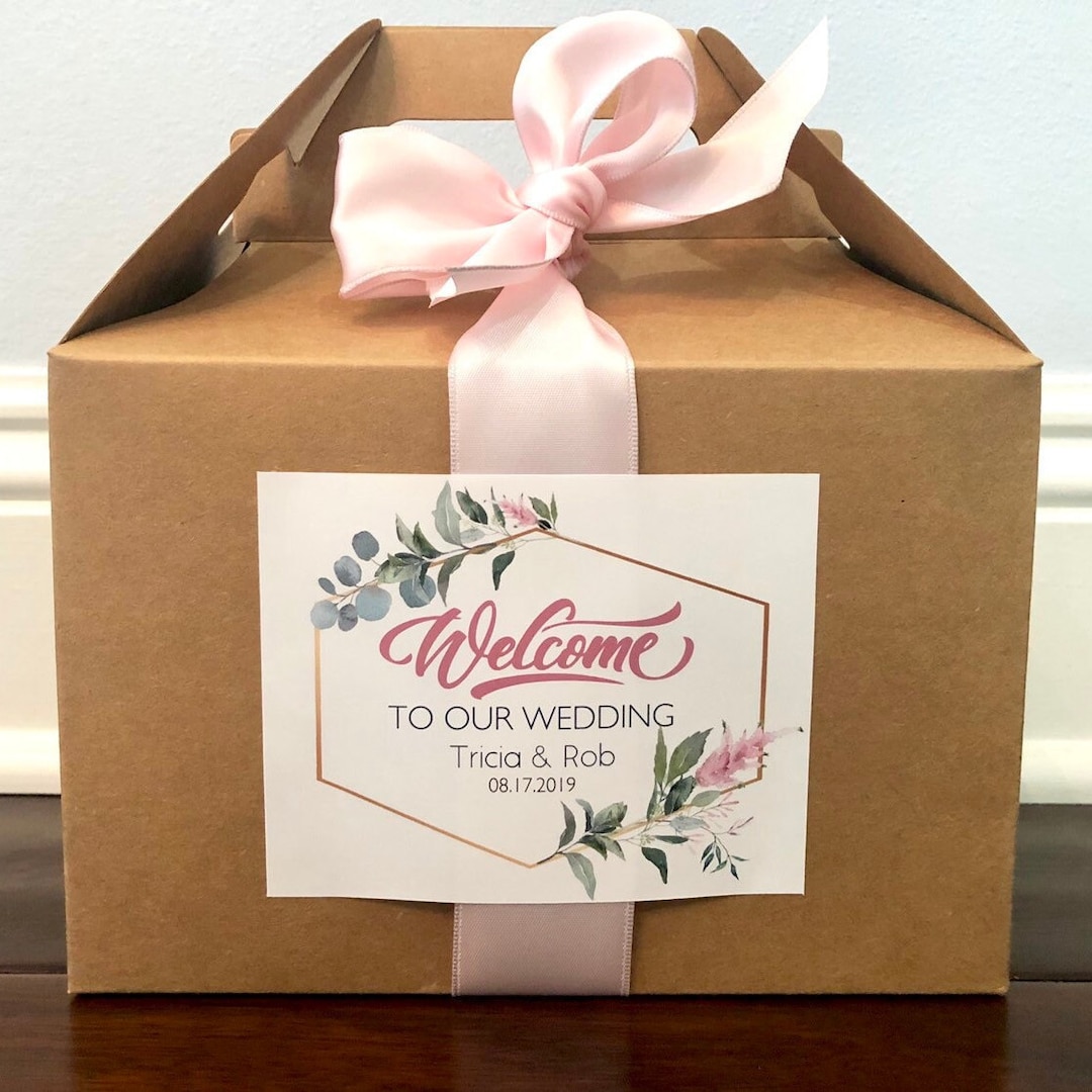 Wedding Welcome Box Stickers: Personalized Gable Box Labels (set of 12 ...