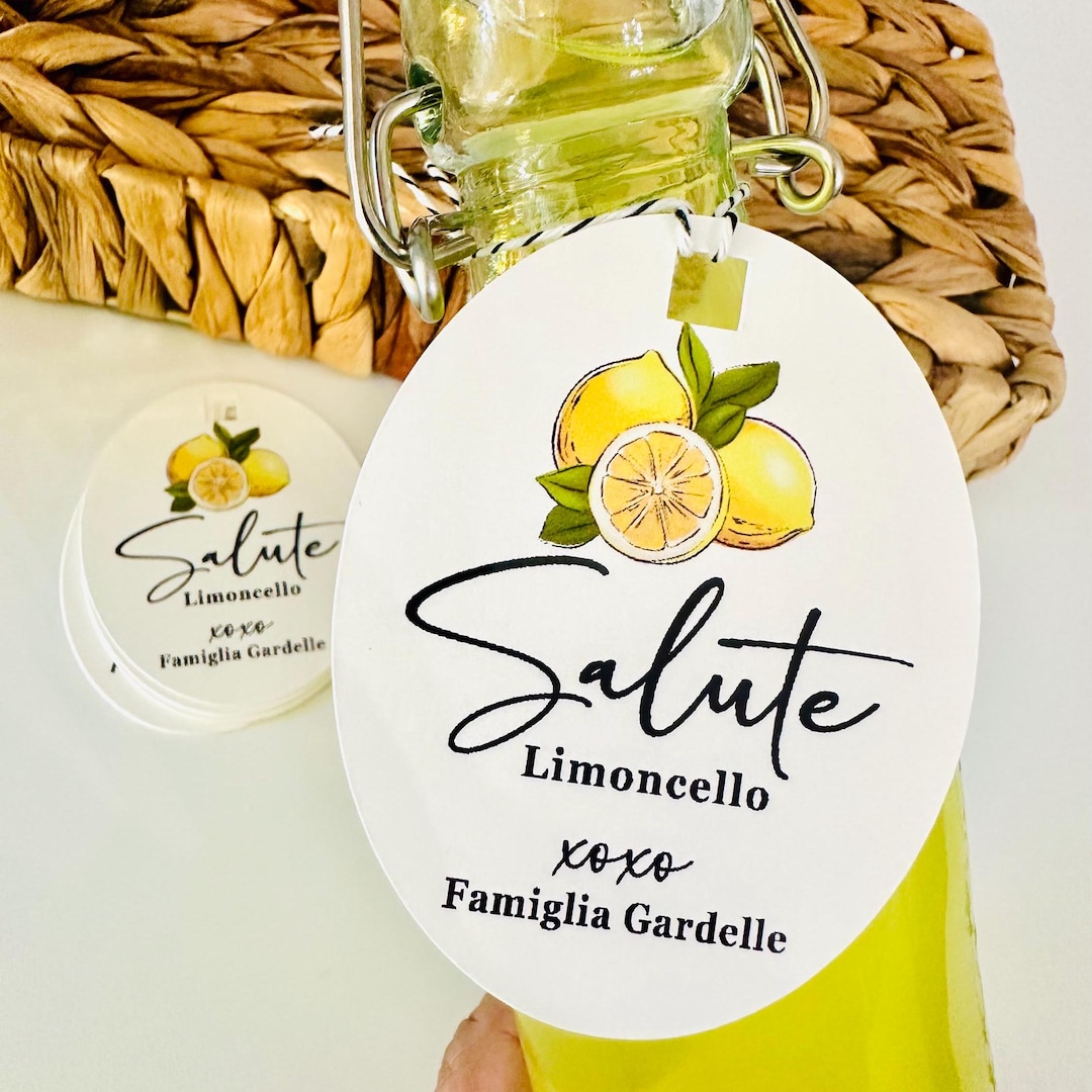 Italian Theme Lemon Bridal Shower Favors, Limoncello Hang Tags (set of ...
