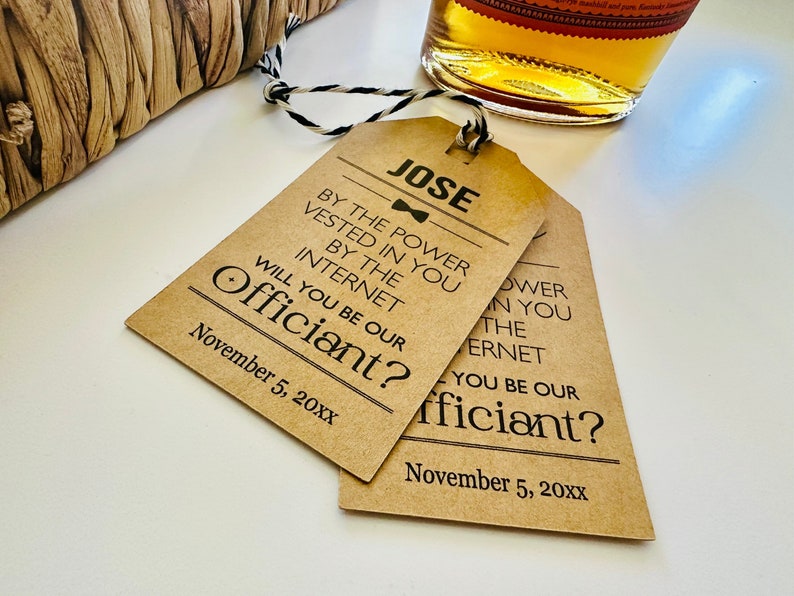 Custom Wedding Officiant Proposal Box Gift Hang Tags Will You - Etsy