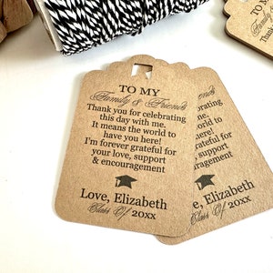 Graduation Thank You Favor Gift Tags, Grad Party Hang Tags, Class of ...