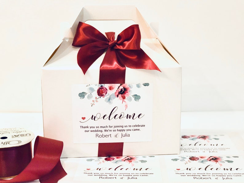 Stickers For Wedding Guest Favors Gift Box Floral Gable Box | Etsy