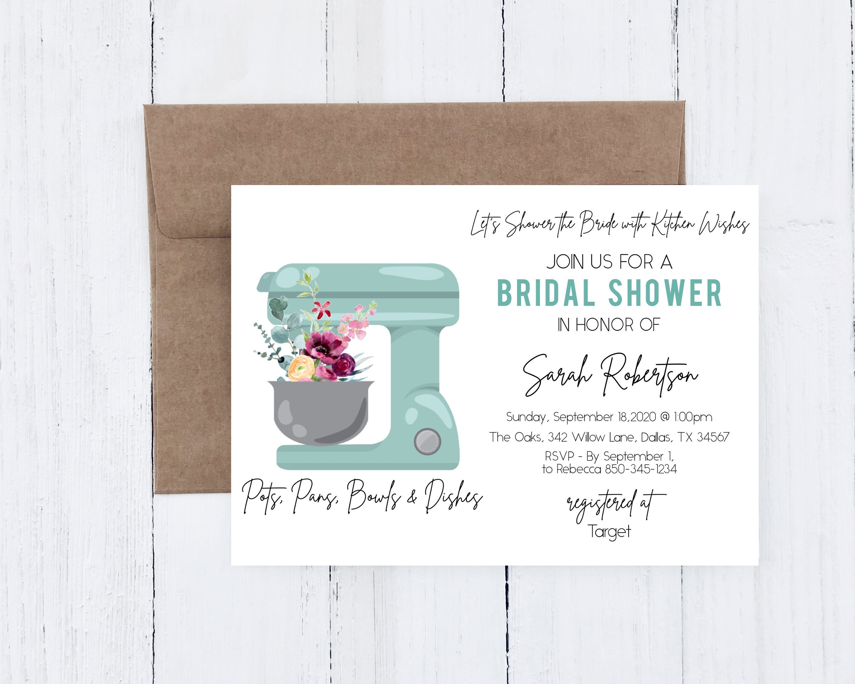 Digital Instant Download Bridal Shower Invite Kitchen Mixer | Etsy