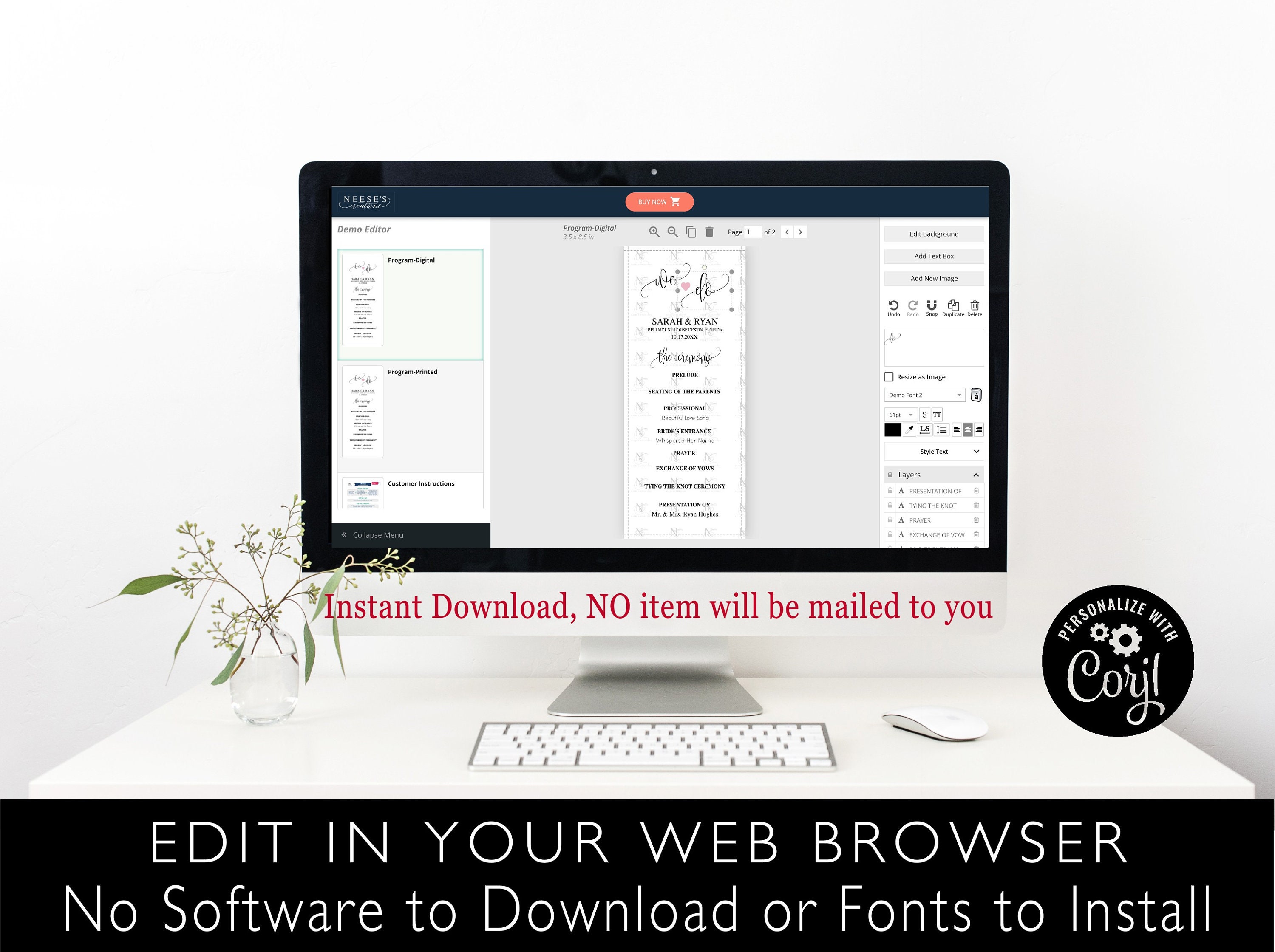Digital Download Wedding Event Program Templates Olive Tree | Etsy