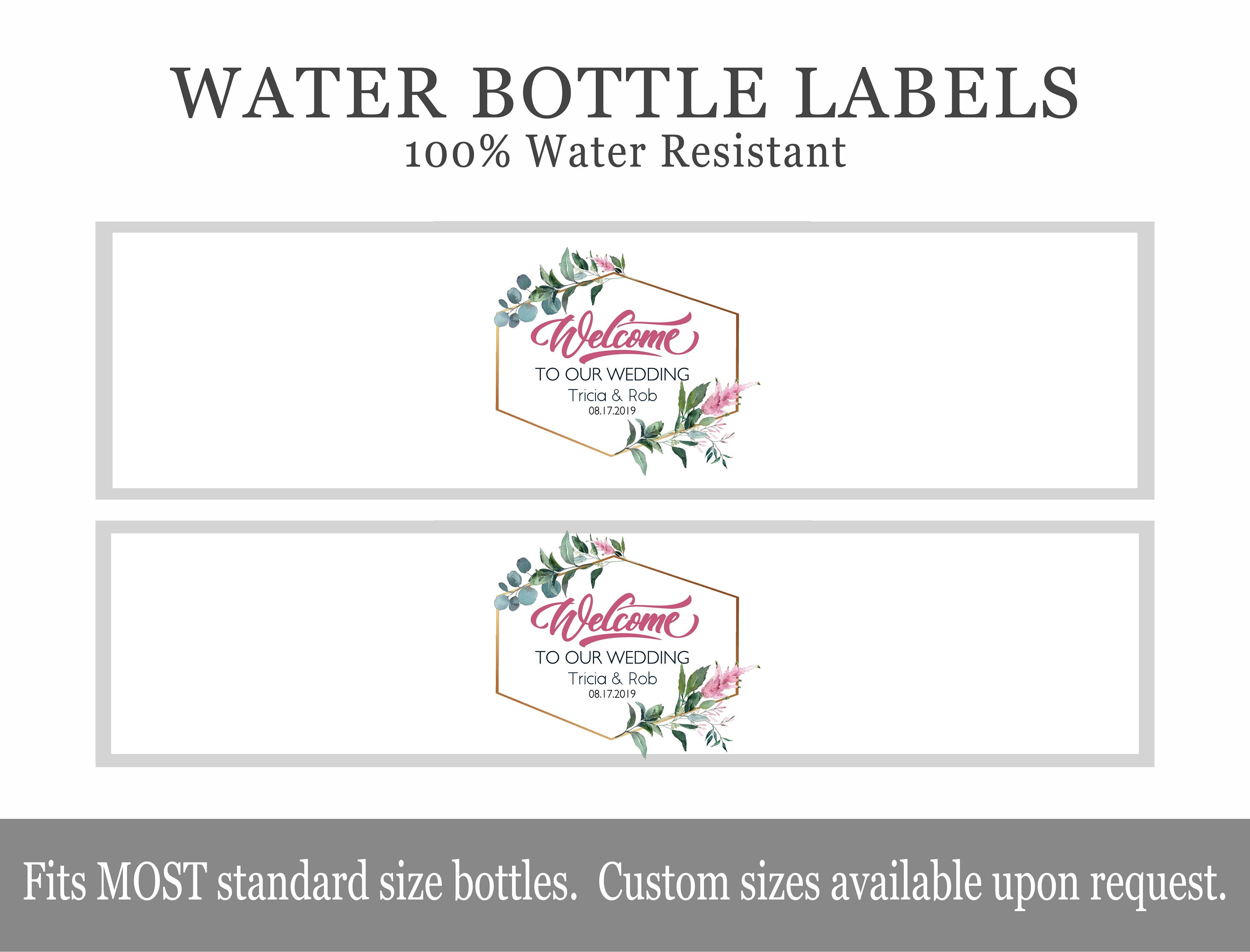 Printed Wedding Stickers Waterproof Bottle Labels Custom - Etsy