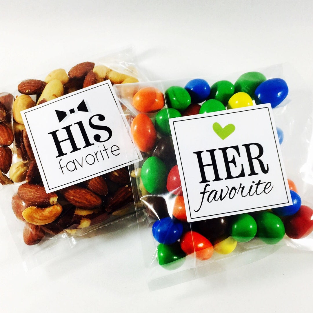 His Her Favorite Wedding Welcome Guest Stickers, Favorite Treat Bag ...