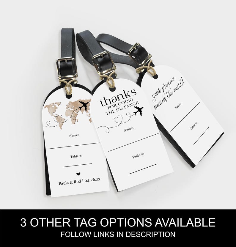 Wedding Favor Place Card Tags: Travel Theme Seating Chart (set of 12 ...
