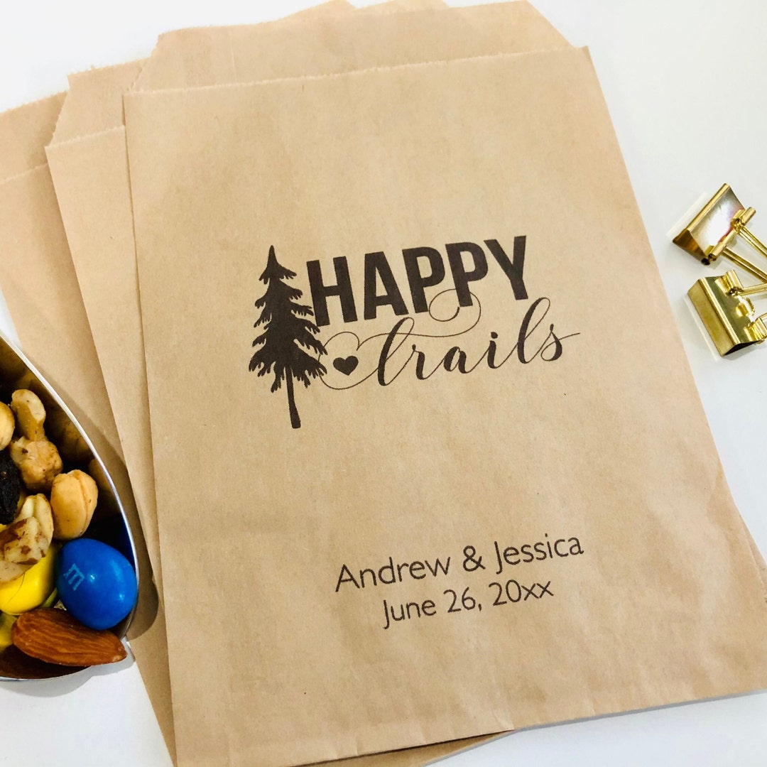 Fall Happy Trails Mix Wedding Favor Treat Cookie Bags, Kraft Brown ...