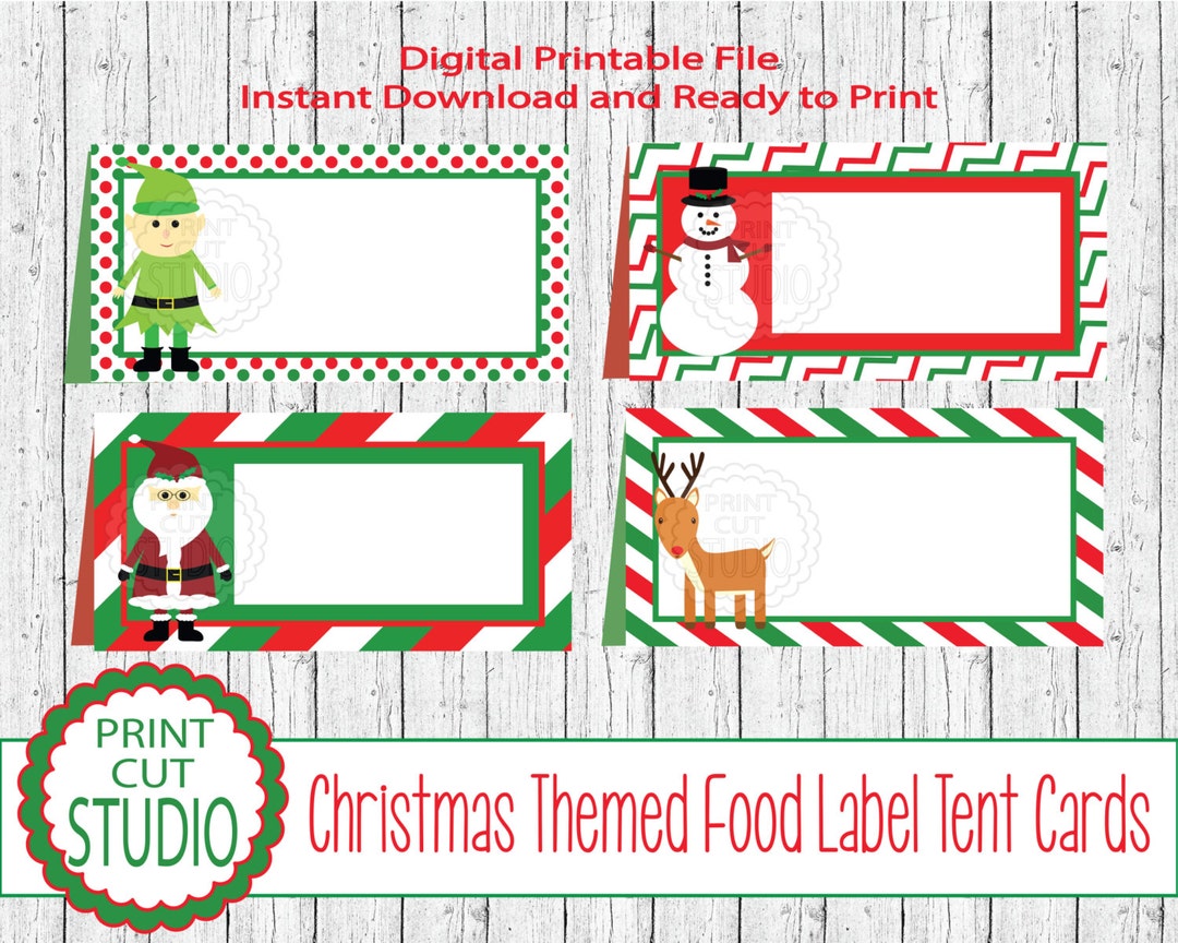 Christmas Seasonal Tent Style Food Table Labels Name Cards - INSTANT ...