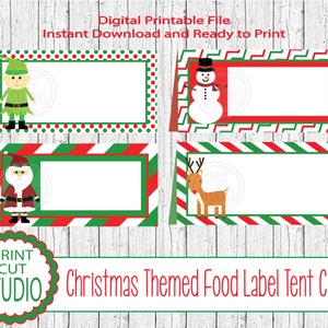 Christmas Seasonal Tent Style Food Table Labels Name Cards - INSTANT ...