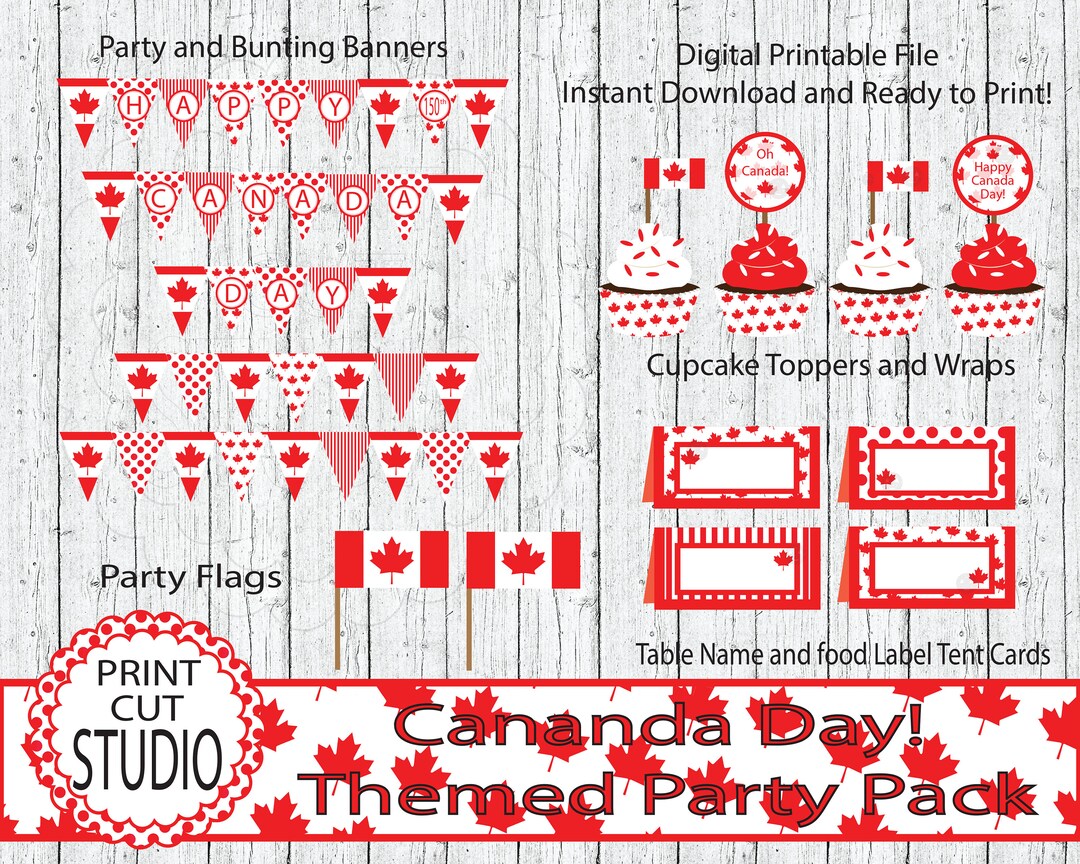 Canada Day Themed Party Pack Printable Digital File - Bunting/party ...