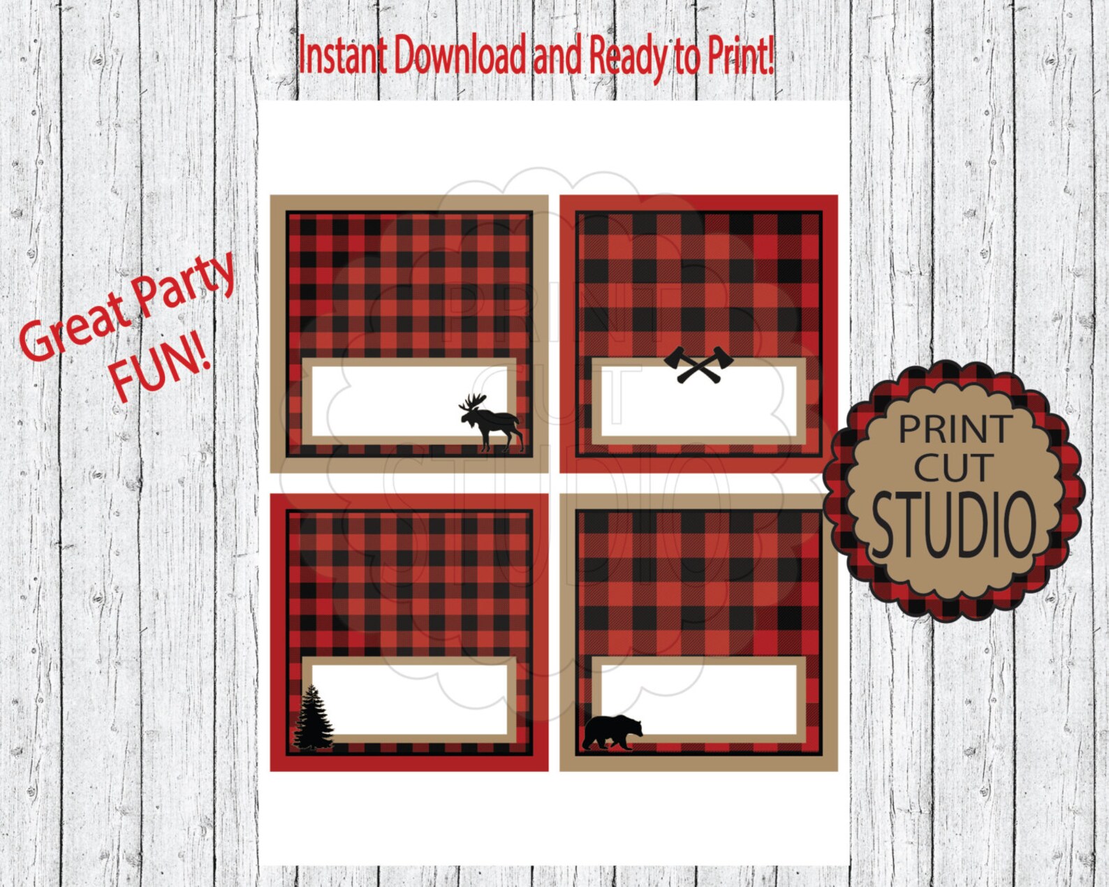 Lumberjack Themed Tent Style Food Table Labels Name Cards - INSTANT ...