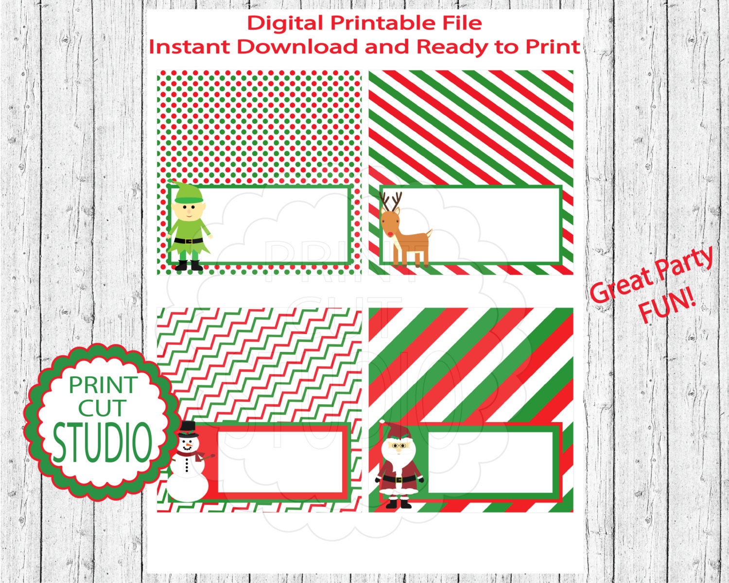 Christmas Seasonal Tent Style Food Table Labels Name Cards INSTANT ...