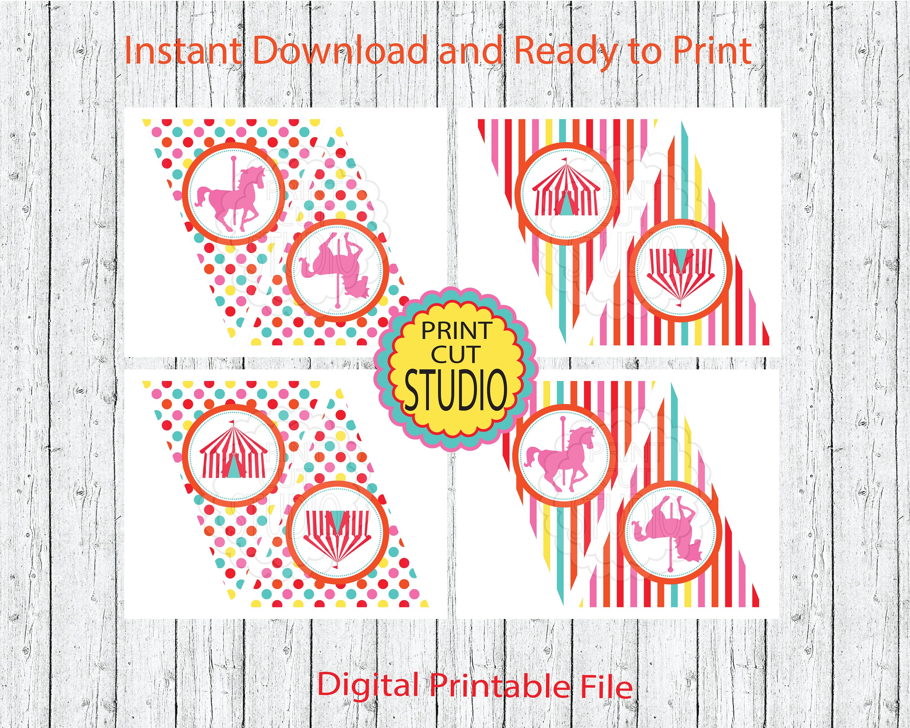 Carnival Circus Themed Party Banners Happy Birthday With - Etsy