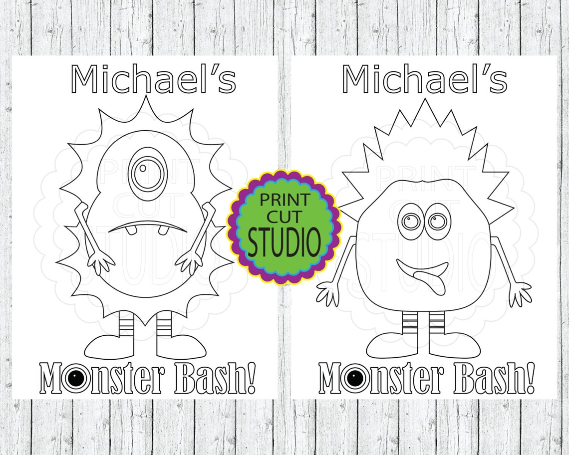 6 Little Monster Themed Coloring Pages Personalized - Etsy Canada