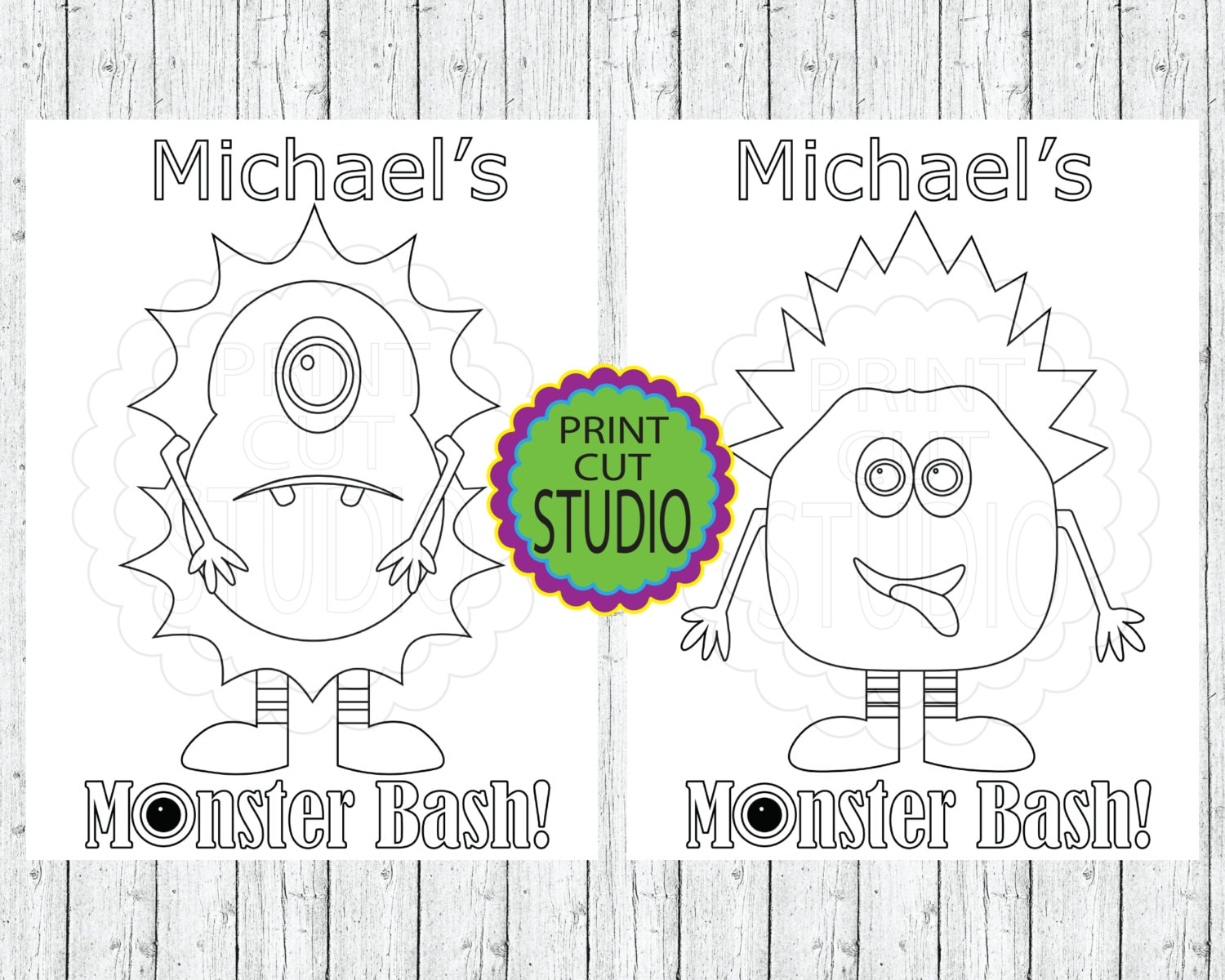 Personalized Monster Coloring Pages: Monster Bash Theme (digital File ...