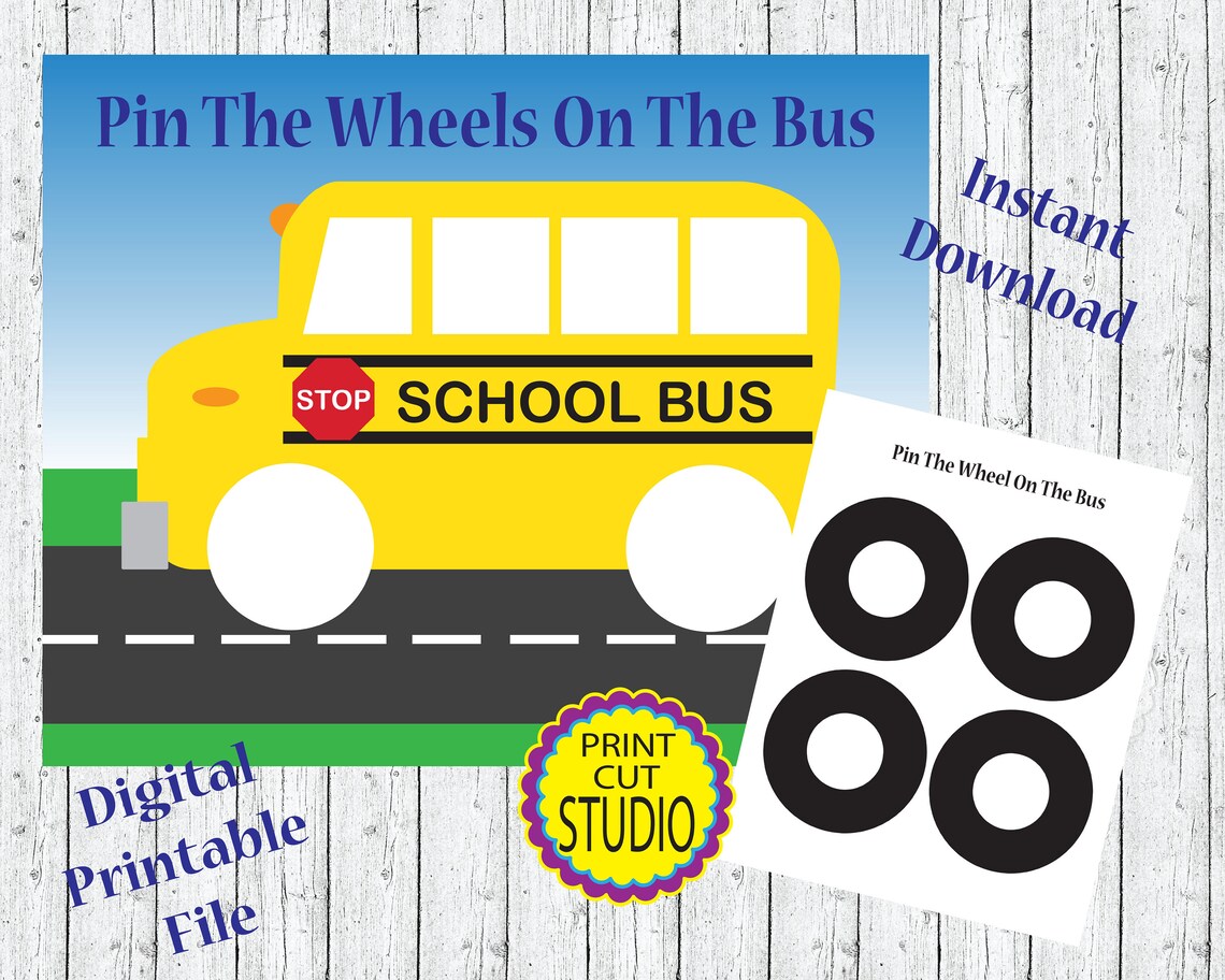Pin the Wheel on the Bus Party Game - INSTANT DOWNLOAD - Printable ...