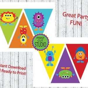 Little Monsters Pennant Flag Party Banner - INSTANT DOWNLOAD ...