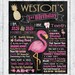 Pink and Gold Flamingo Themed Chalkboard Milestones Personalized ...