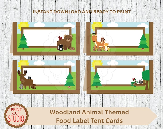EDITABLE Woodland Animals Place Cards. Botanical Forest Food Tent ...