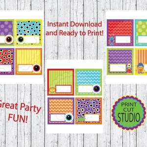 12 Little Monster Themed Tent Style Food Table Labels Name Cards ...