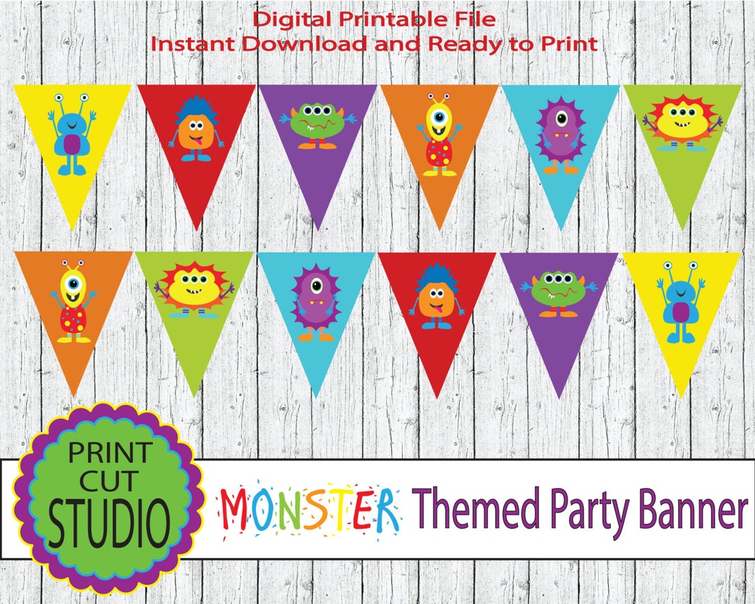 Little Monsters Pennant Flag Party Banner - INSTANT DOWNLOAD ...