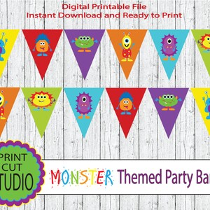 Little Monsters Pennant Flag Party Banner - INSTANT DOWNLOAD ...