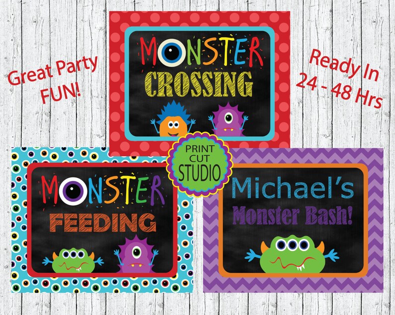 Monster Birthday Party Signs: Personalized Monster Bash (digital File ...