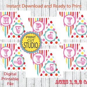 Carnival Circus Themed Party Banners - Happy Birthday With Ages 1, 2, 3 ...