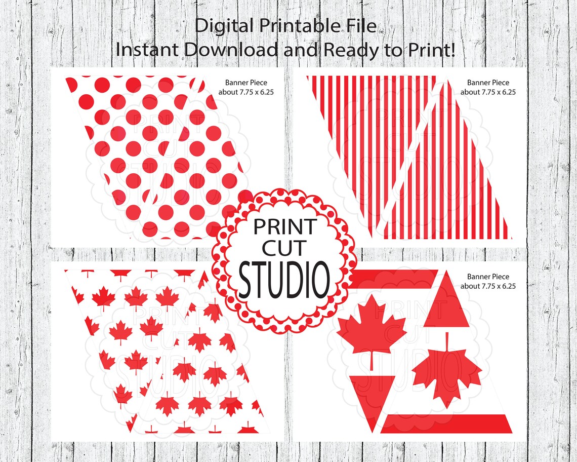 Canada Day Party Pack: Printable Banners, Toppers, Flags (PDF) - Etsy ...