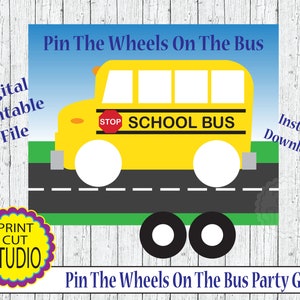 Pin the Wheel on the Bus Party Game - INSTANT DOWNLOAD - Printable ...