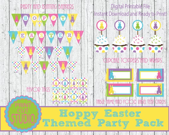 Easter Bunny Themed Party Pack Party Banners Bunting | Etsy
