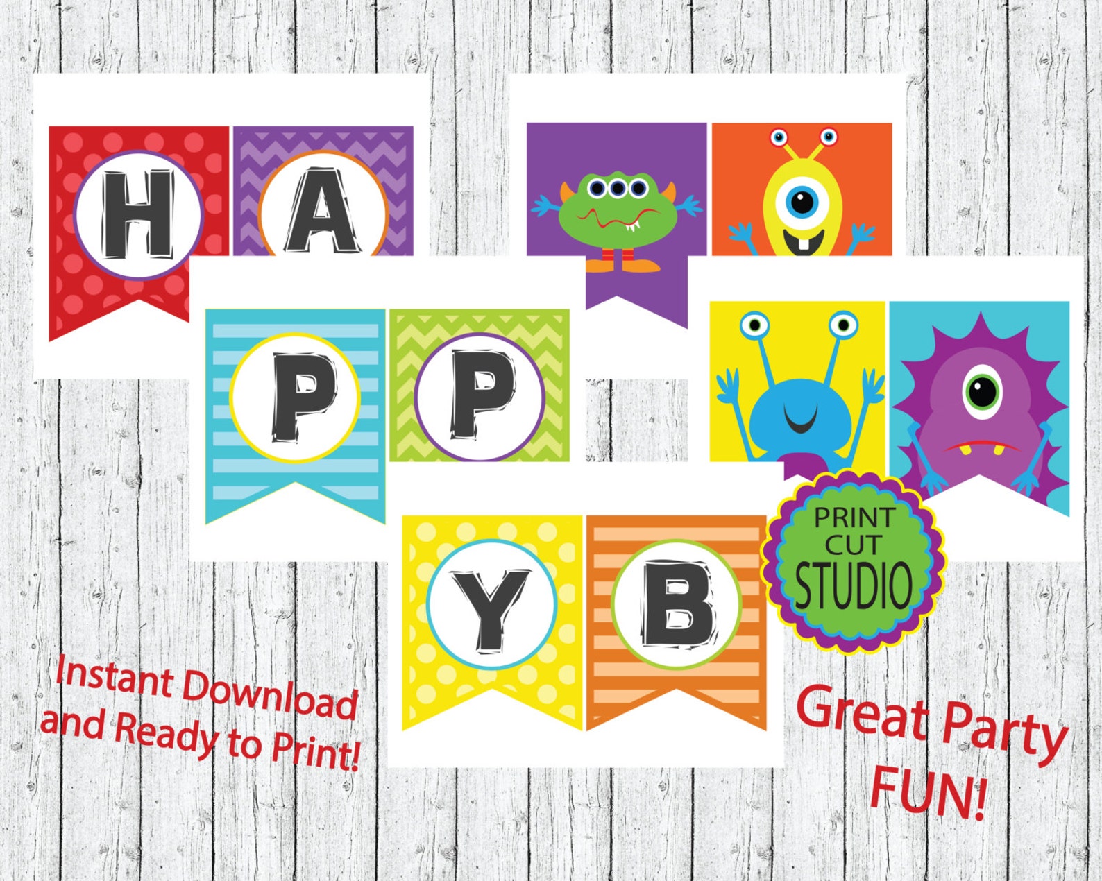 Monster Birthday Party Banner: Printable Decoration (digital Download ...