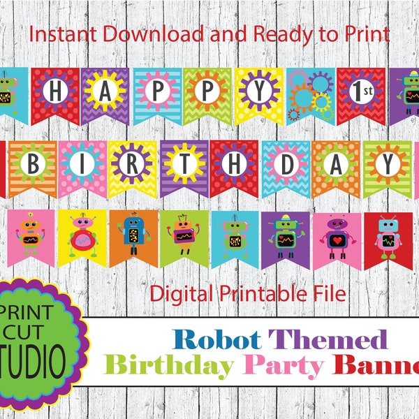 Robot Banner - Etsy