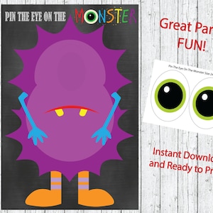 Pin the Eye on the Monster Party Game (digital Download) - Etsy