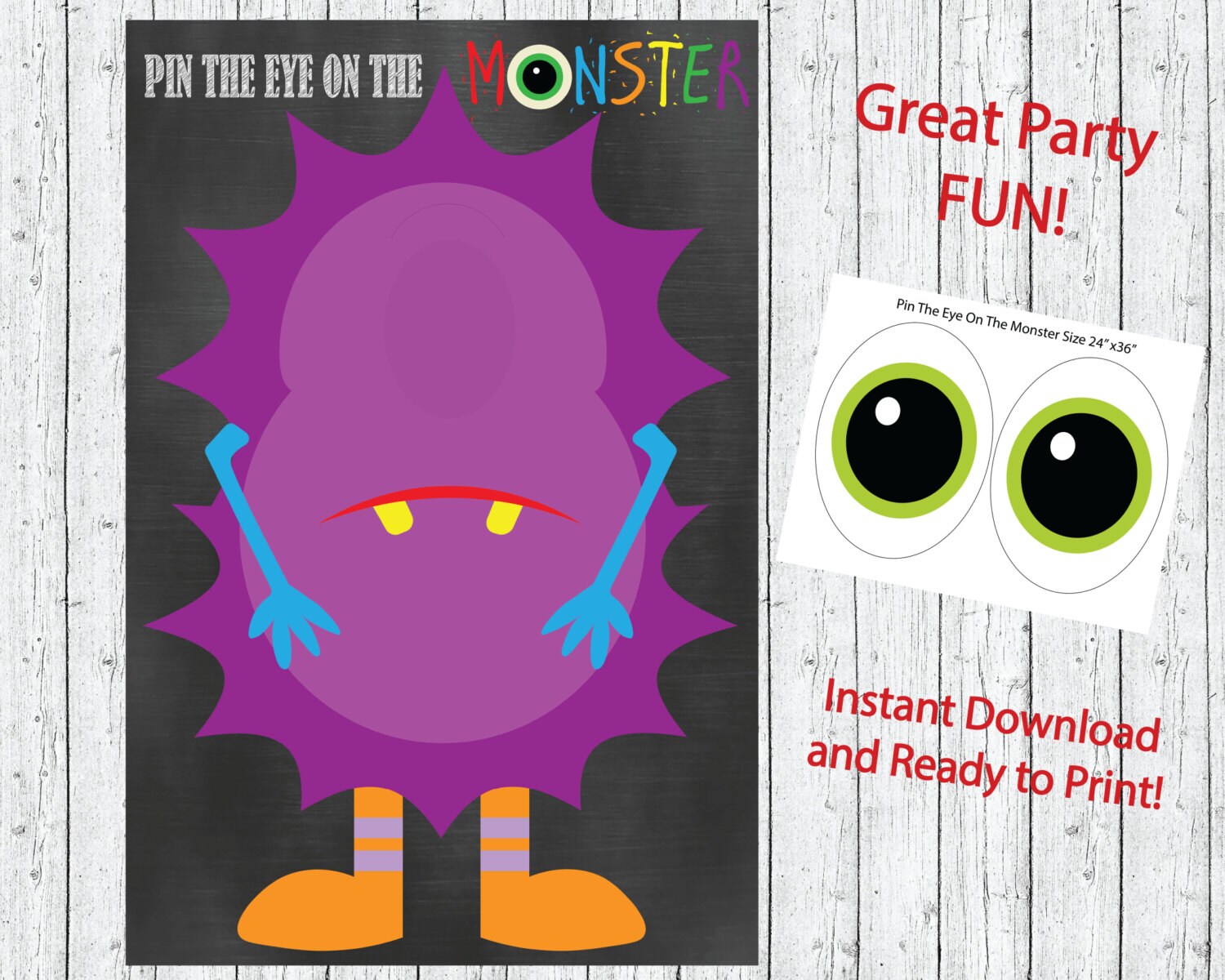 Pin the Eye on the Monster Party Game (digital Download) - Etsy
