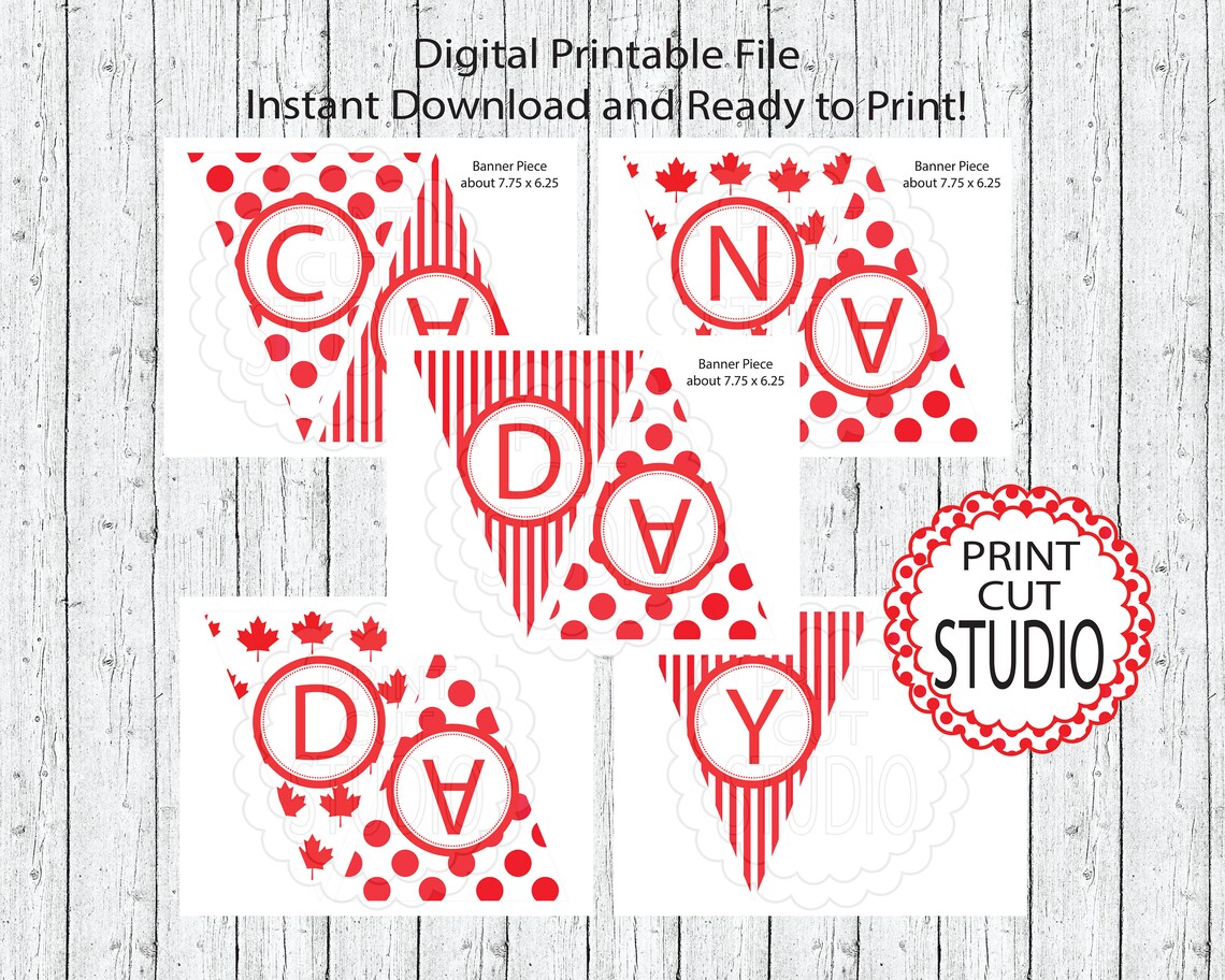 Canada Day Themed Party Pack Printable Digital File Bunting/party ...