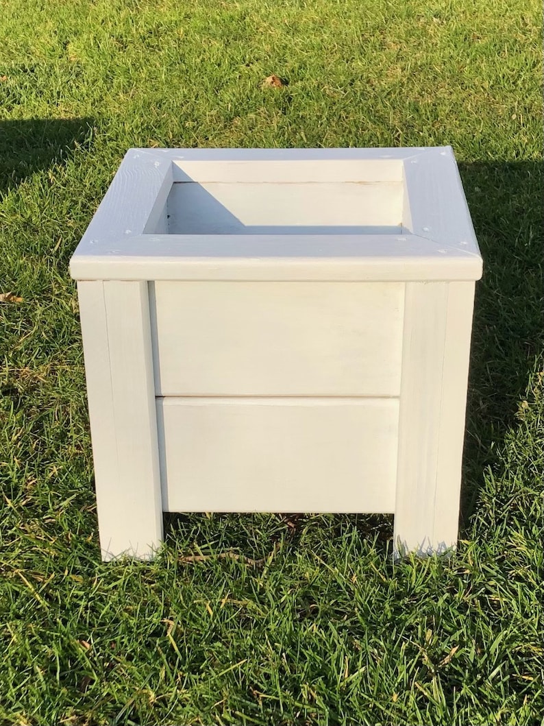 White Painted Pine Planter Box: Pressure Treated Wood - Etsy