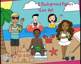 Clipart Beach Beach Image Summer Holiday Clipart Commercial Use Vector ...