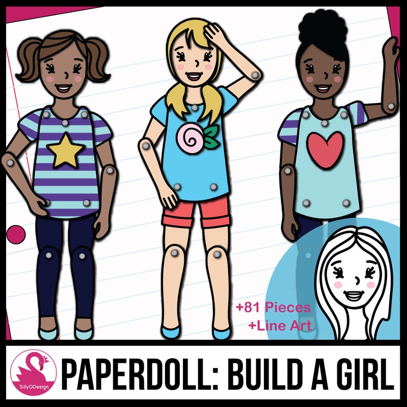 Paper Doll Craft: Make a Movable Girl Doll - Etsy