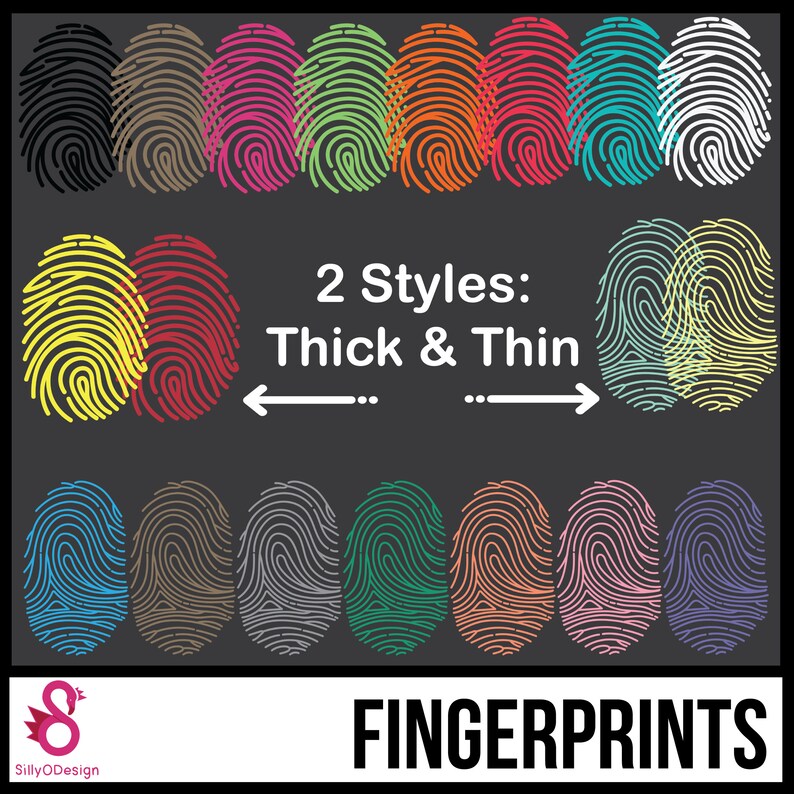 Colorful Fingerprints Clip Art - Etsy