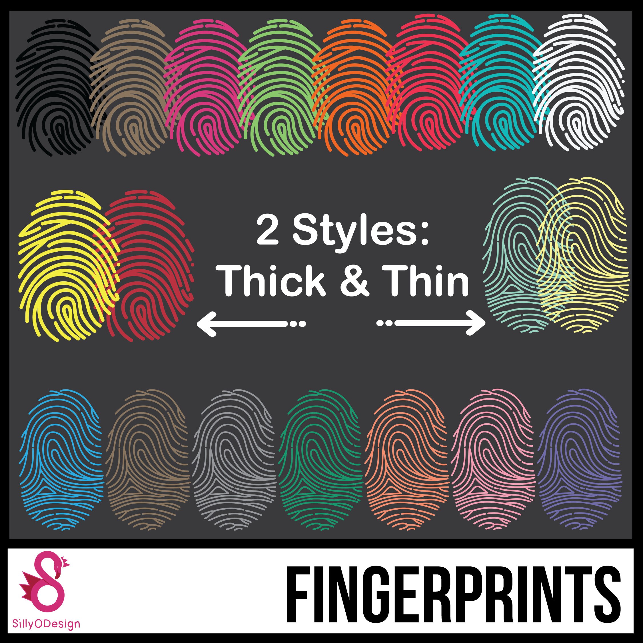 Colorful Fingerprints Clip Art - Etsy